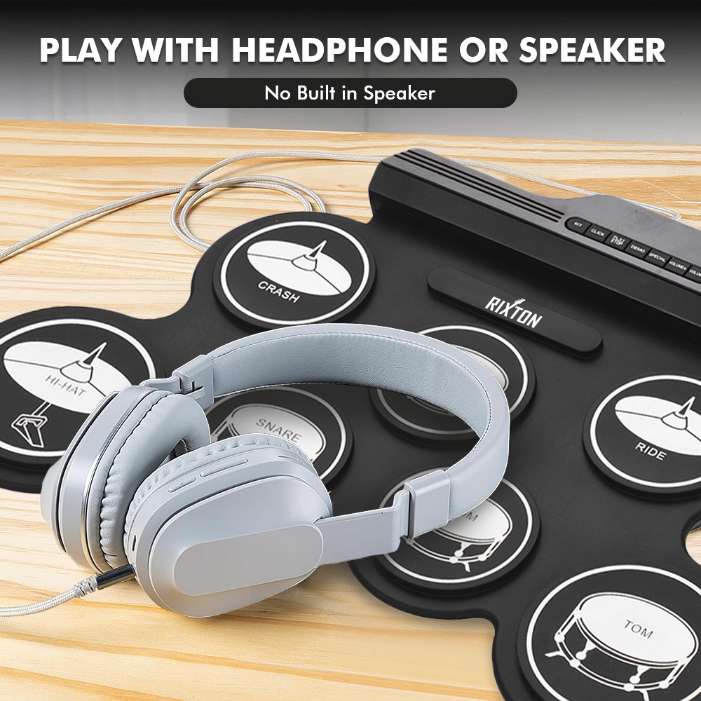 RIXTON Portable Electric Drum Pad Digital Drum Silicone With Drumsticks ...