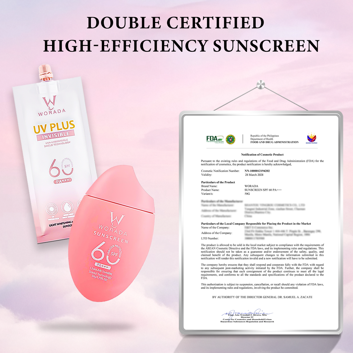 FDA approved WORADA SPF60 face whitening sunscreen and new upgraded ...