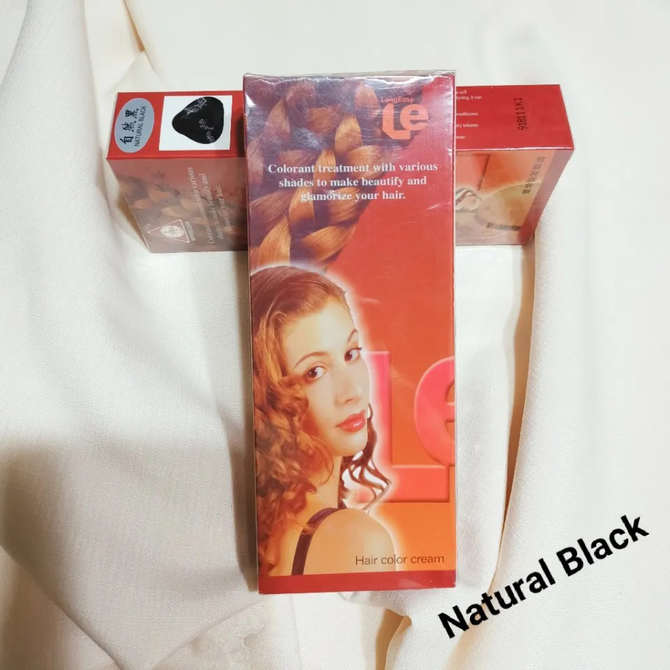 Natural Black LE Permanent Hair Color Dye Cream for Gray Hair | Shopee ...