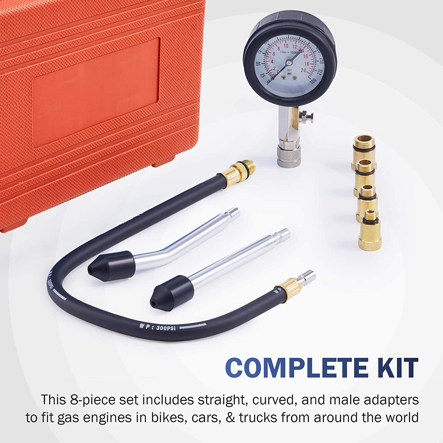 In stock+8 PCS Engine Cylinder Compression Tester Kit Auto Tool Meter ...