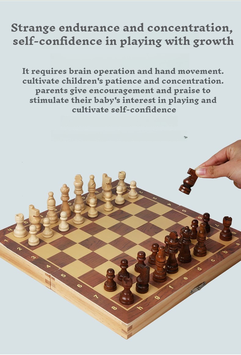 Wooden Chess Folding Wooden Chess Board Pieces Portable Set Board Game For Trip Travel | Shopee ...