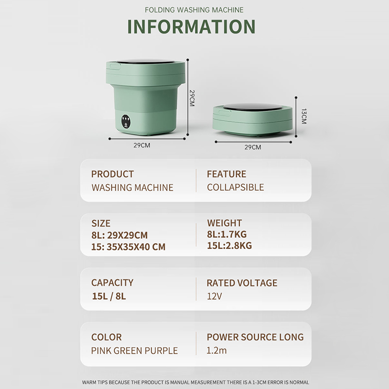 15L mini automatic folding washing machine two in one portable ...