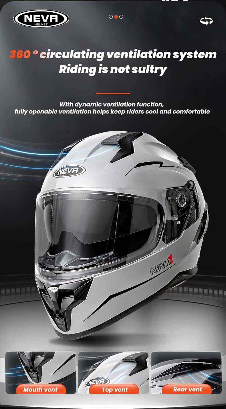 NEVA Dual Lens Full Face Helmet Motorcycle DOT Approved With ICC ...