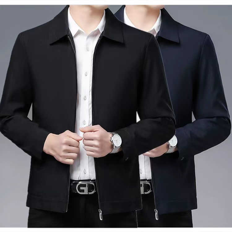 New Men's Jacket Coats Casual Solid Color Jackets Turn Down Collar Men ...