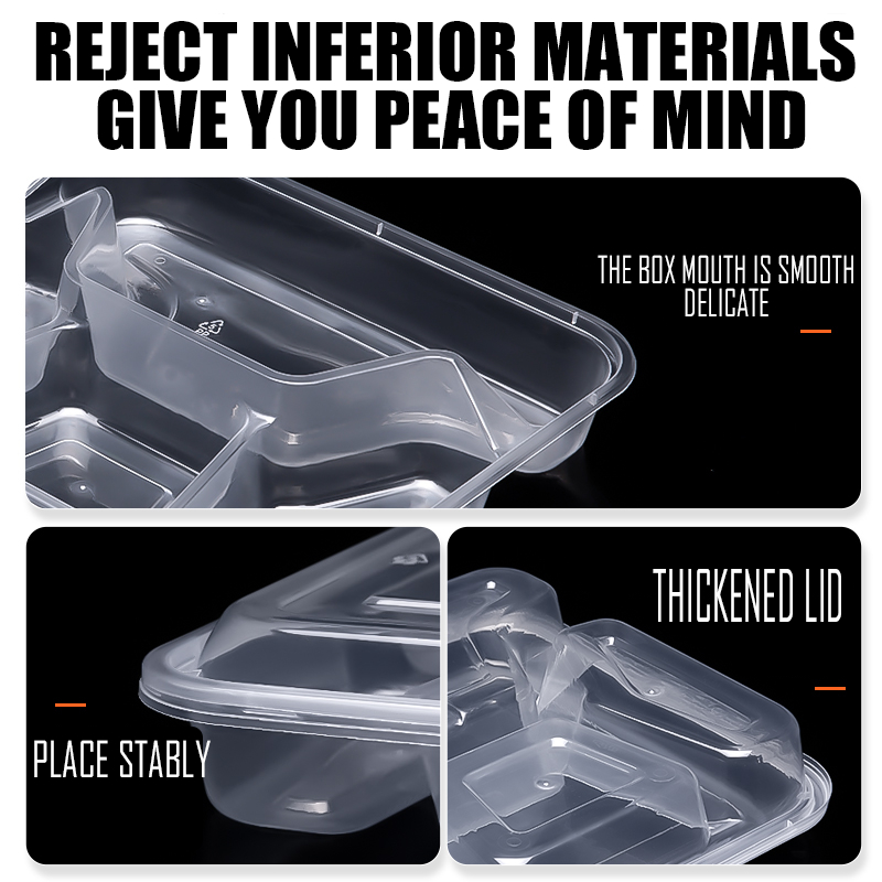 【BUY 25 TAKE 25】Microwavable Plastic Bento Box Tray With Lid Disposable ...