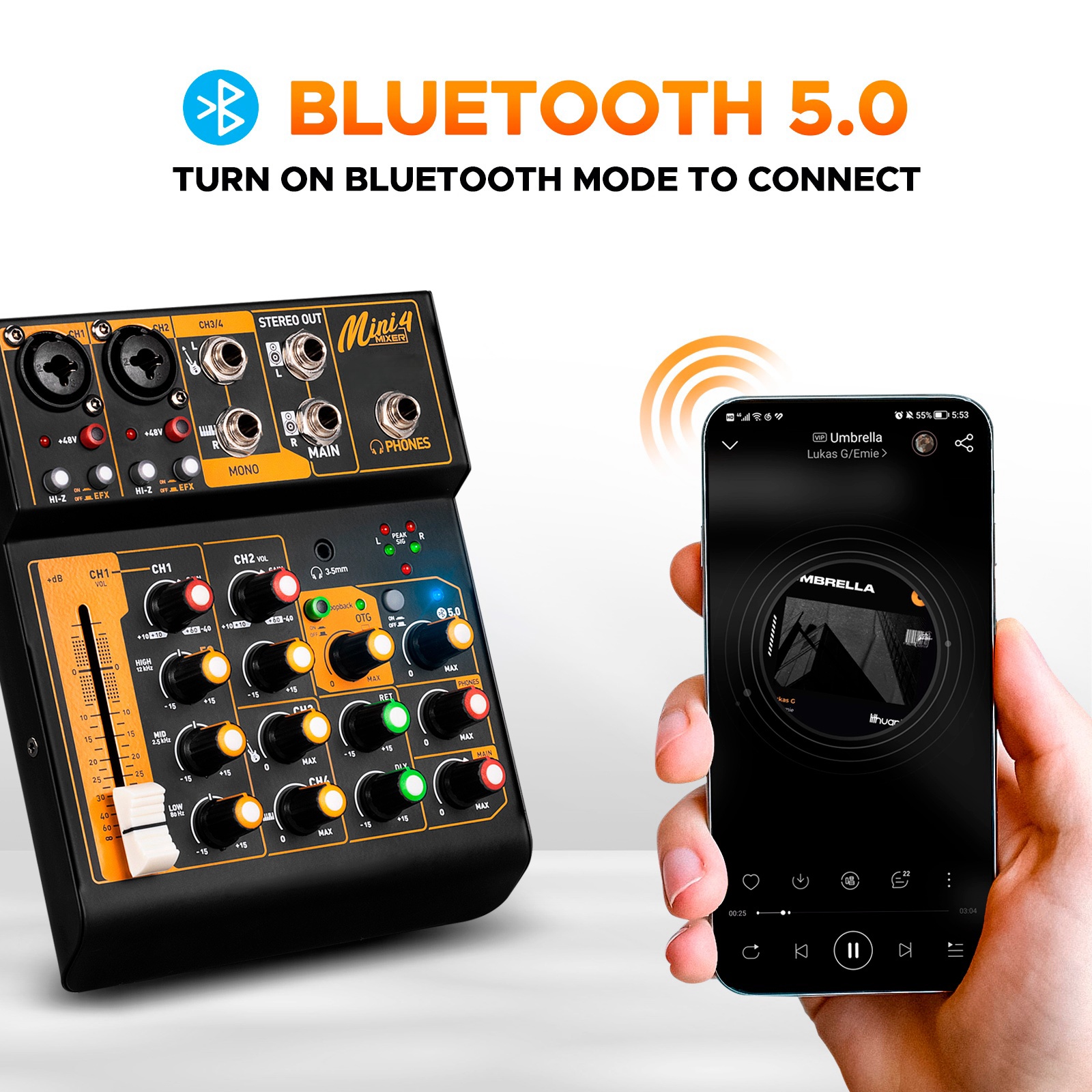 MINI Mixer 4 Channel for Live Streaming Audio Mixer with Equalizer ...