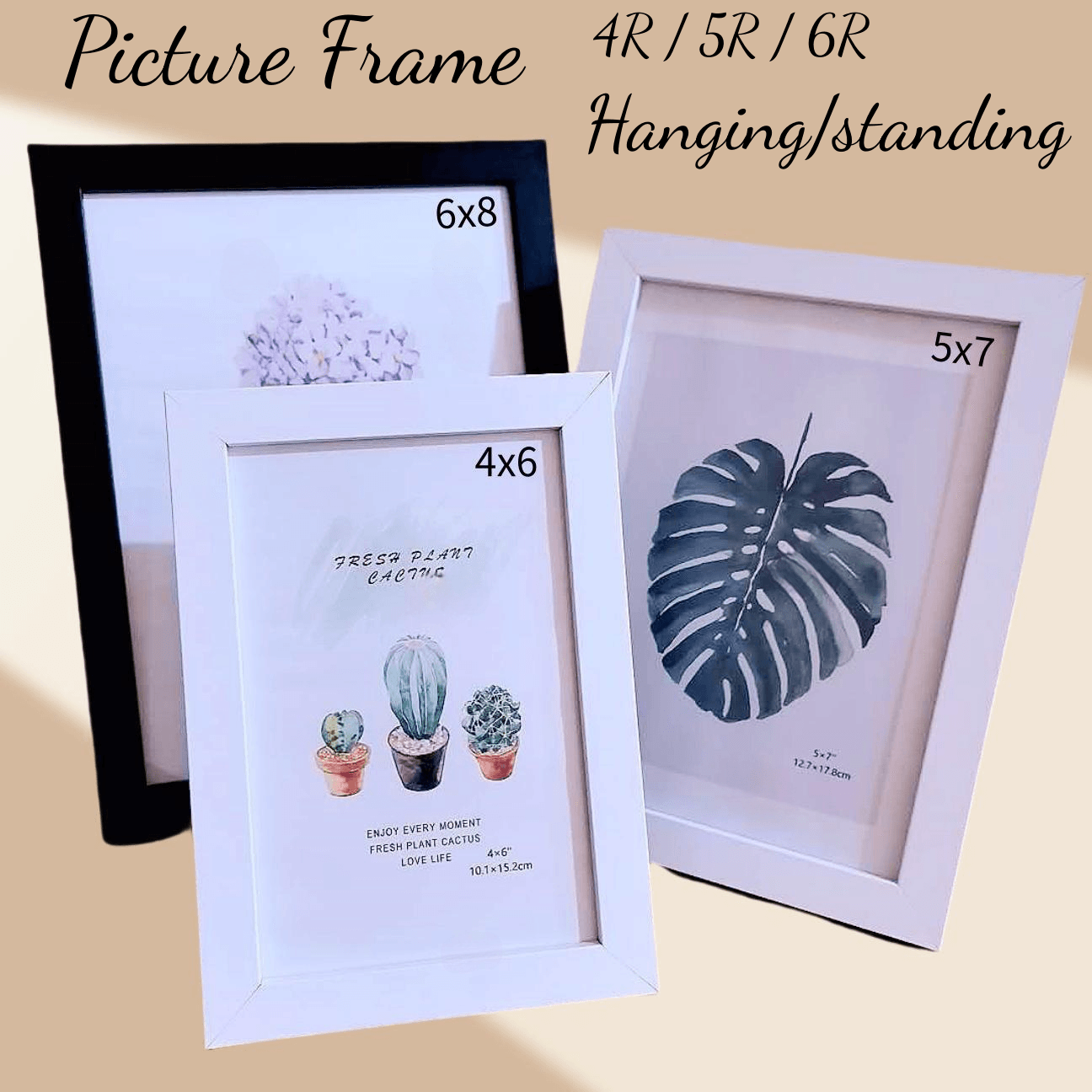 Simple wooden 6R / 5R / 4R photo frame table/picture frame hanging wall ...