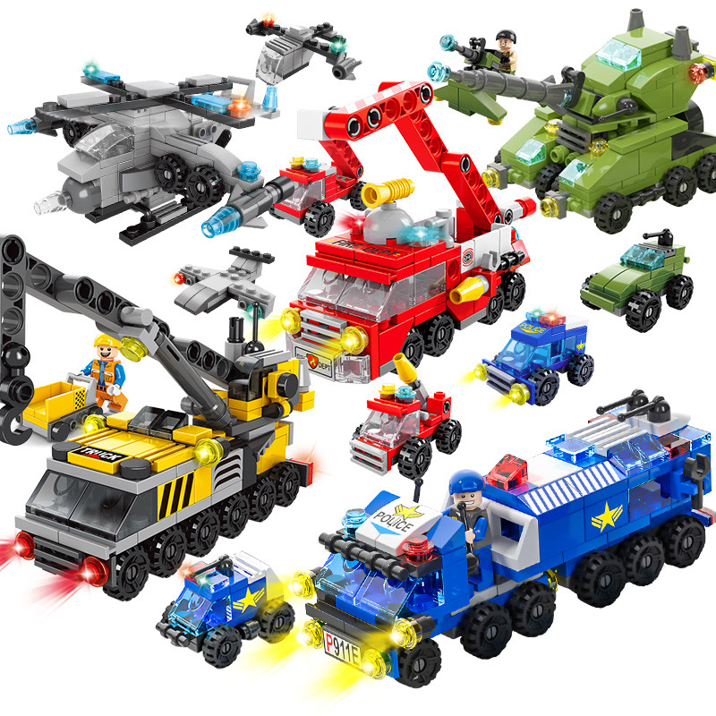 Trendy 6 in 1 Mini Building Blocks Vehicles Military to Construction ...