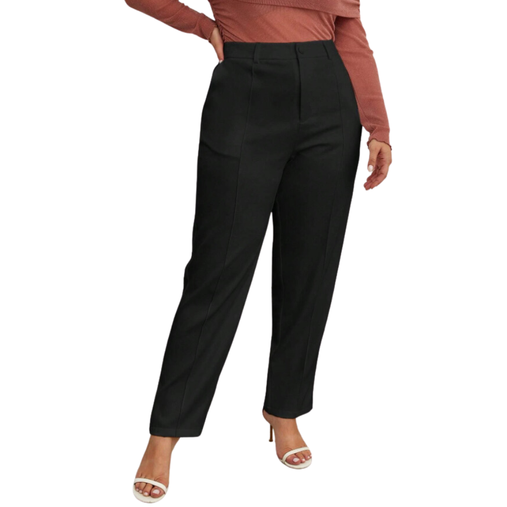 Plus Size Black Slacks Pants Office Formal Pants 25 to 41 Front Lining ...