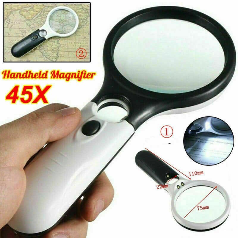 Handheld Illuminated Magnifier 3X 45X Microscope Magnifying Glass With ...
