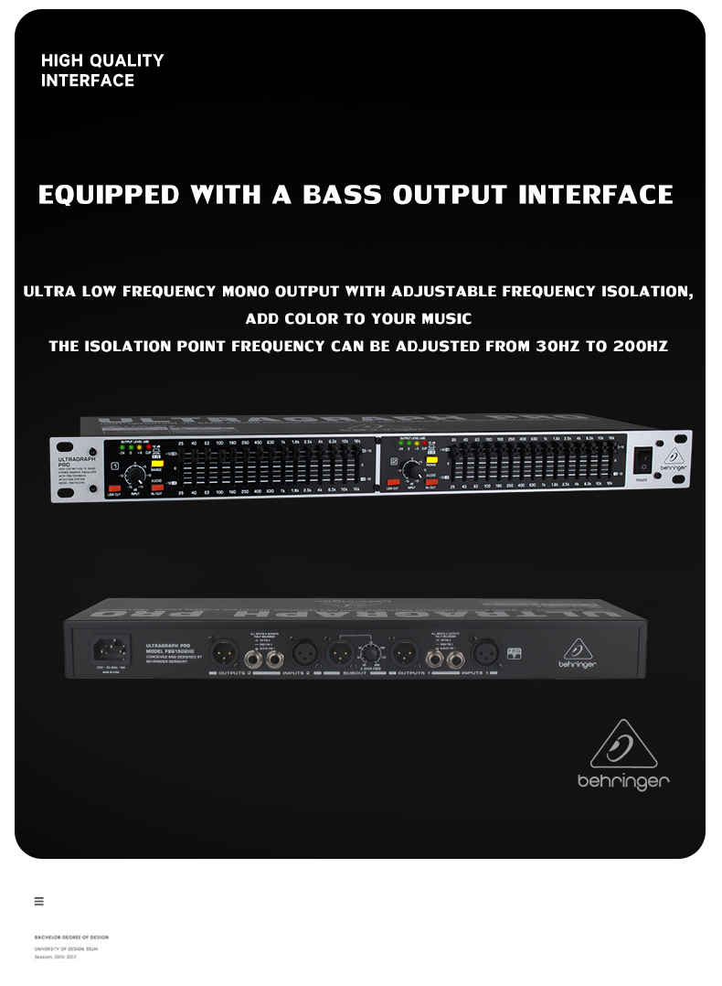 BEHRINGER FBQ1502HD Equalizer, Dual 15-Band Dual Channel Stereo Graphic ...