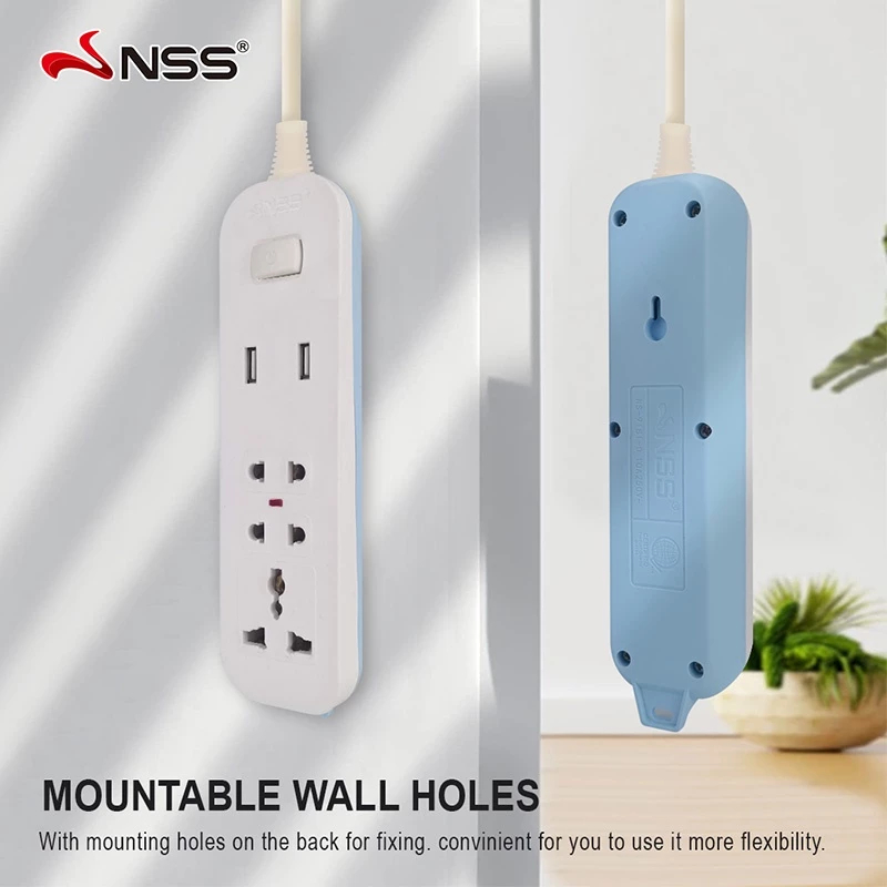 NSS Color Extension Cord 4 Gangs with 1 Switch 250V 2500W 3 Meters/5 ...