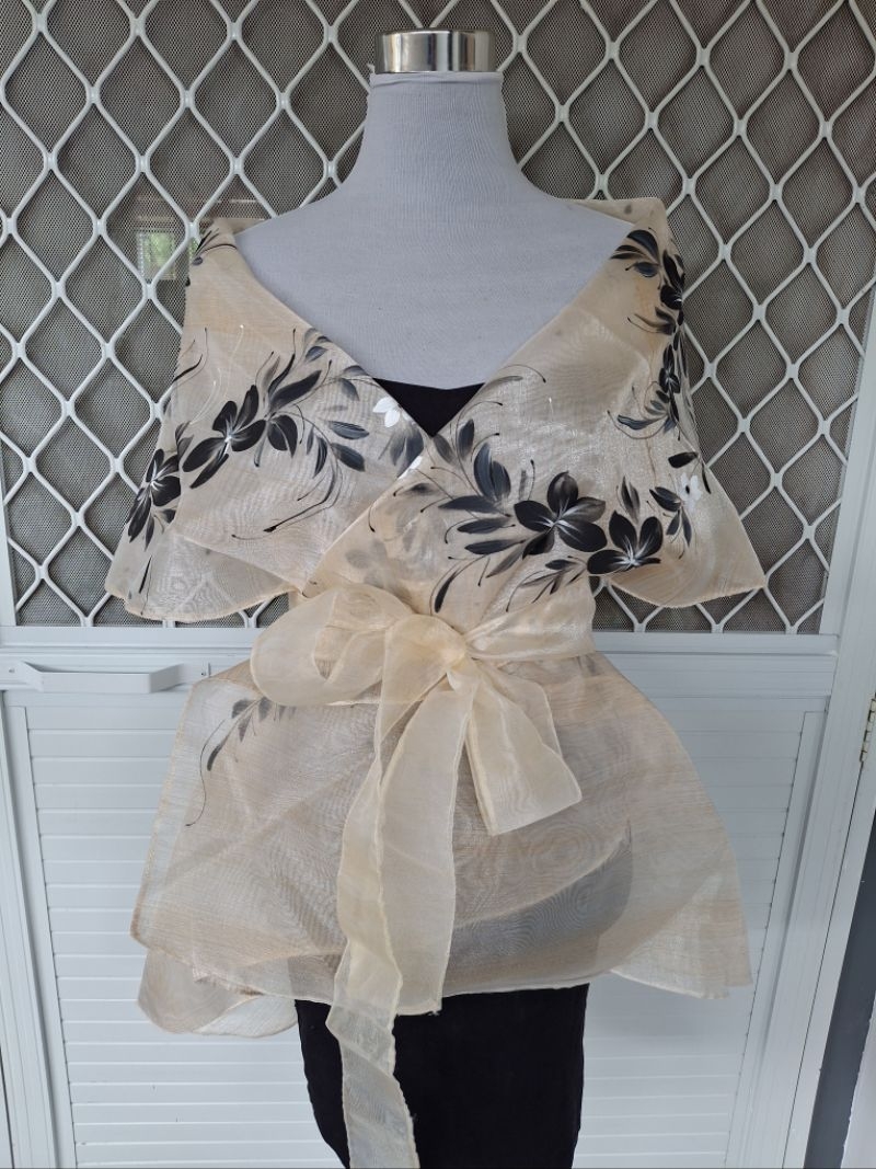 pinya pinya beige black handpaint millys modern filipiniana wrap around ...