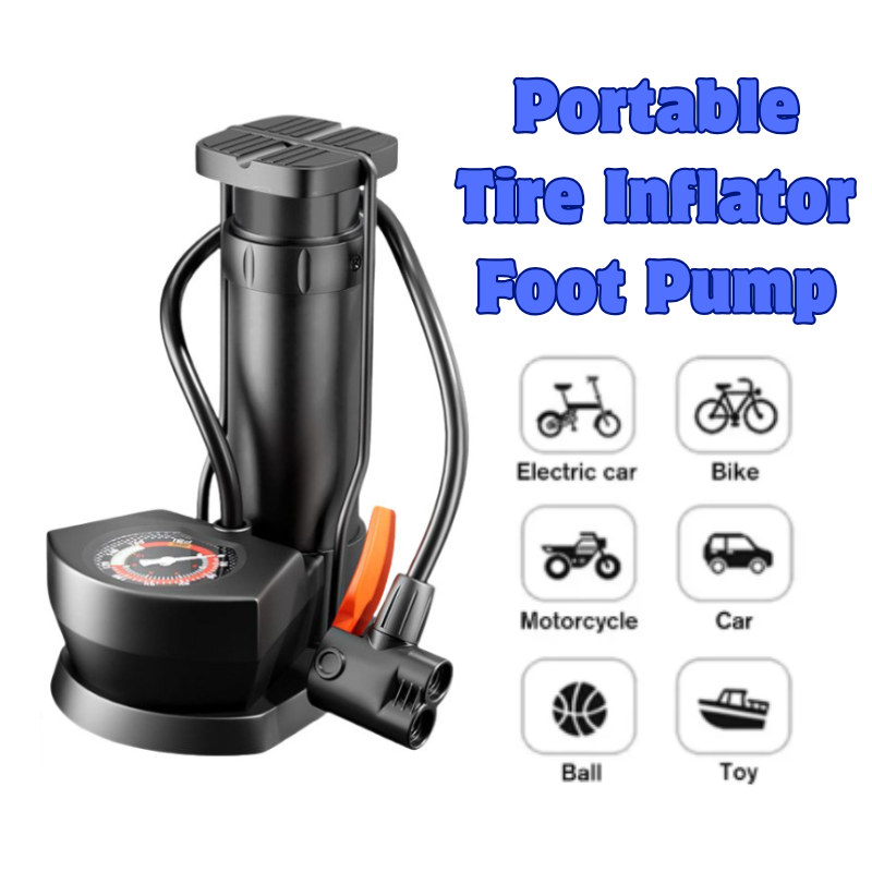Portable High-Pressure Foot Pump with Pressure Gauge Tire Air Pump for ...