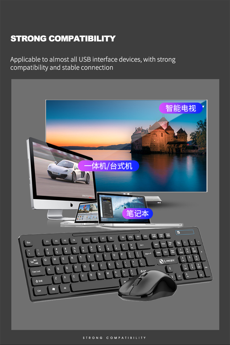 METMI X LIMEIDE W100 104-key wireless keyboard and mouse set for ...