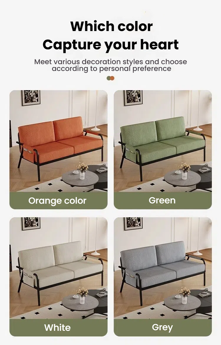 Compact Metal Frame Sofa, Comfortable And Breathable, Simple Small Sofa ...