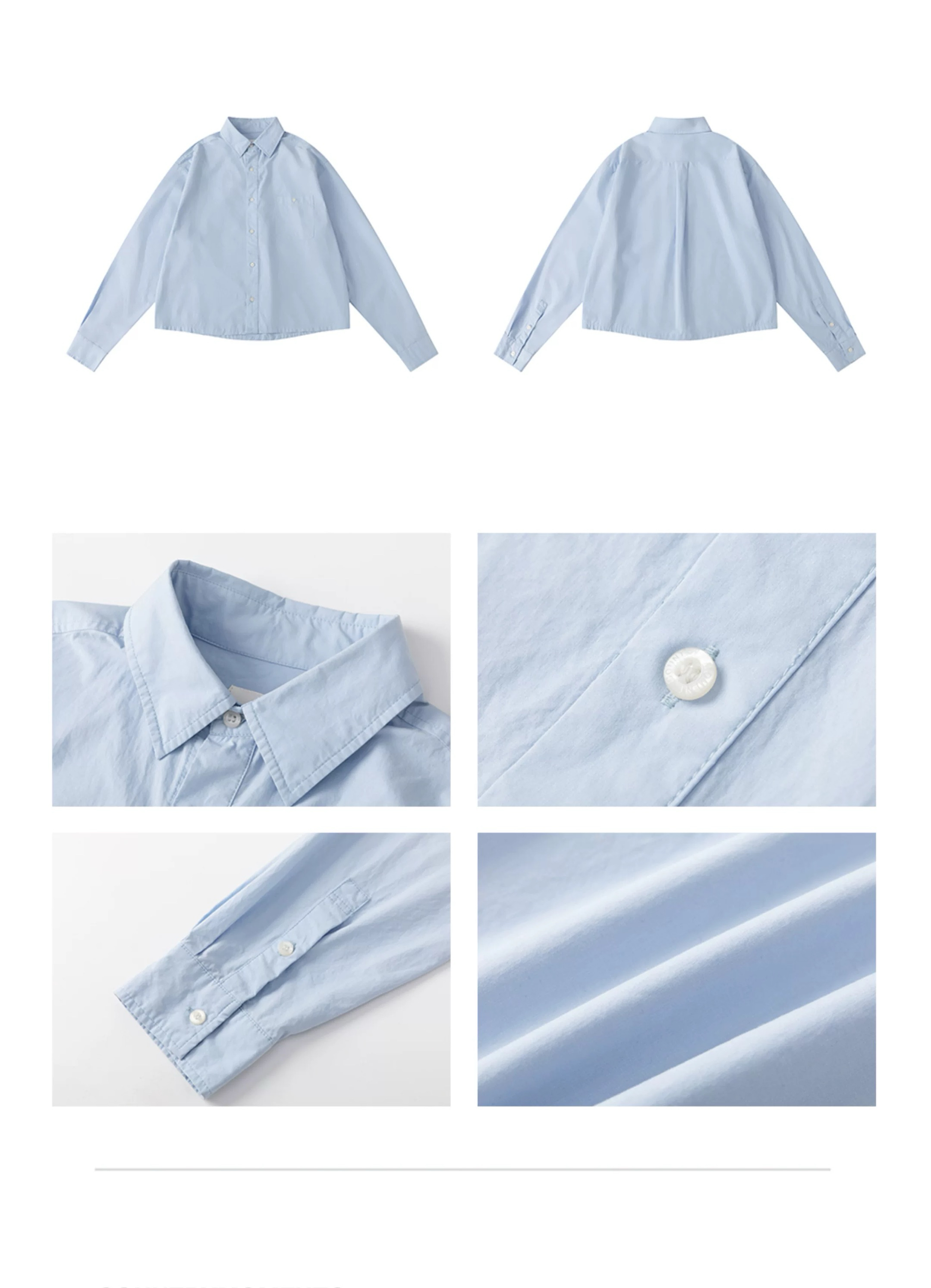 Mannered by HUILISHI Boxy Cropped Long Sleeve Polo Unisex Cotton Plain ...