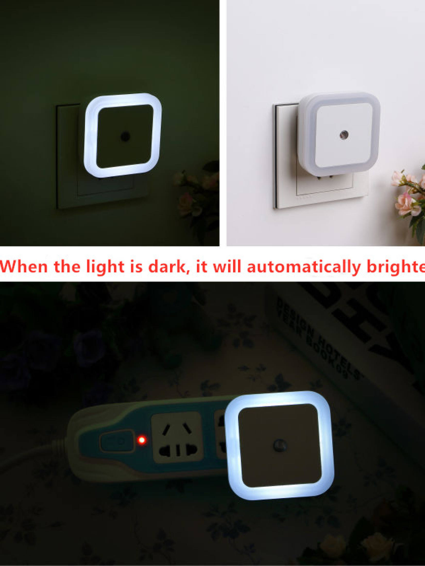 Auto LED Light Induction Sensor Control Sleeping Night Light Bedroom ...