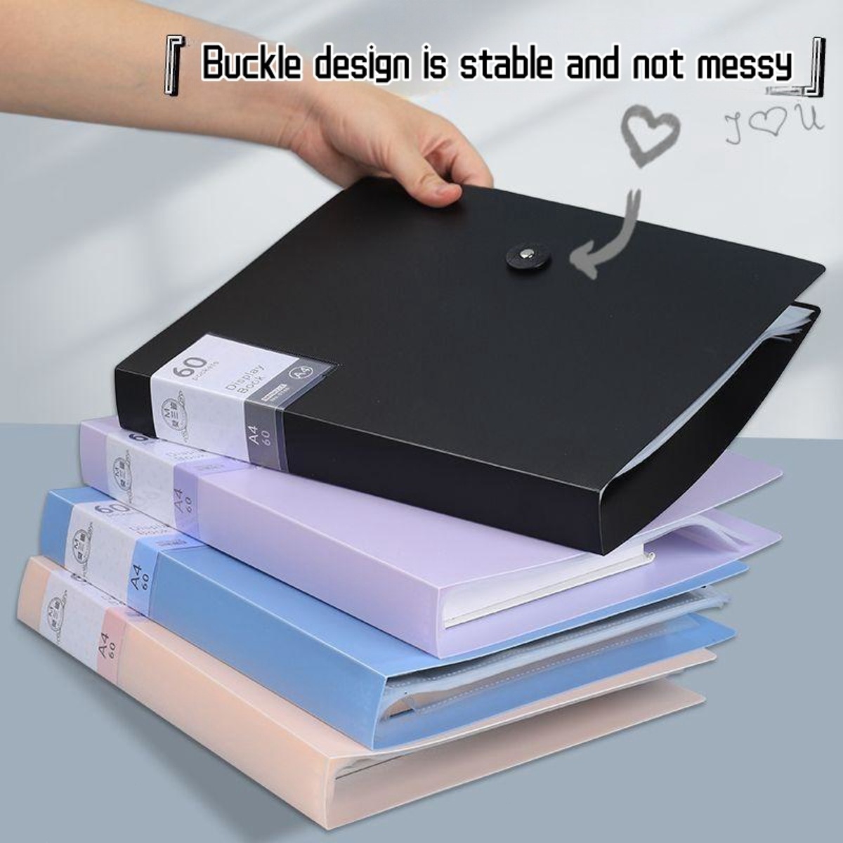 Clear Folder Long Clear Book Long Size Display Book Black 30/60/80/100 ...