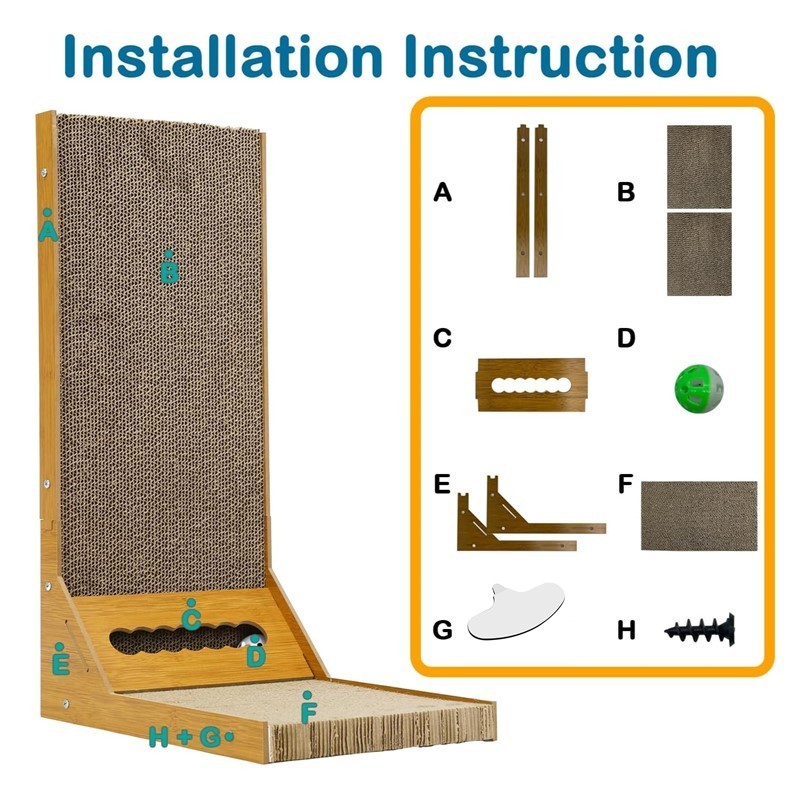 L-Shaped Cat Scratching Post Collapsible Cat Scratch Board Vertical ...