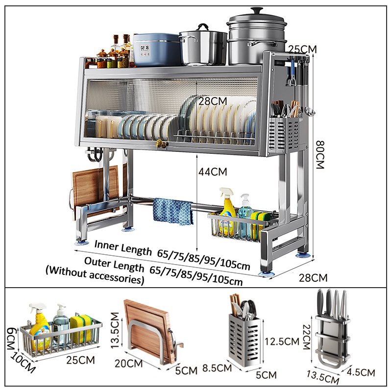 Dish Rack Kitchen Organizer Stainless steel Dish Cabinet Plate ...