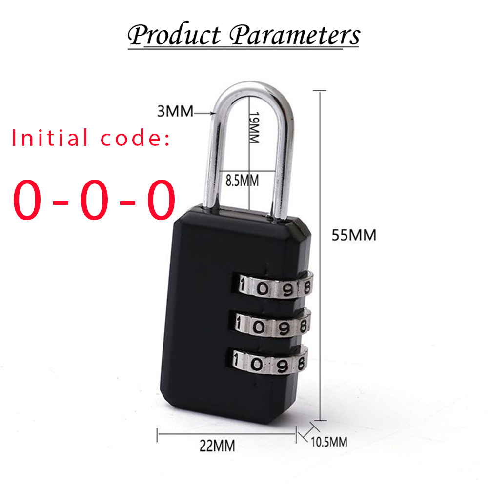 Zinc Alloy 3-Digit Number Lock Padlock Password Padlock for School Gym ...
