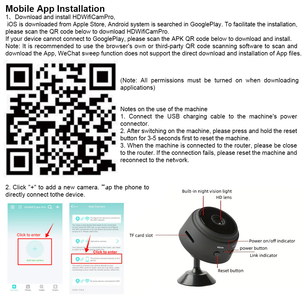 1080P mini camera CCTV camera wifi connect to cellphone Spy Cam CCTV ...