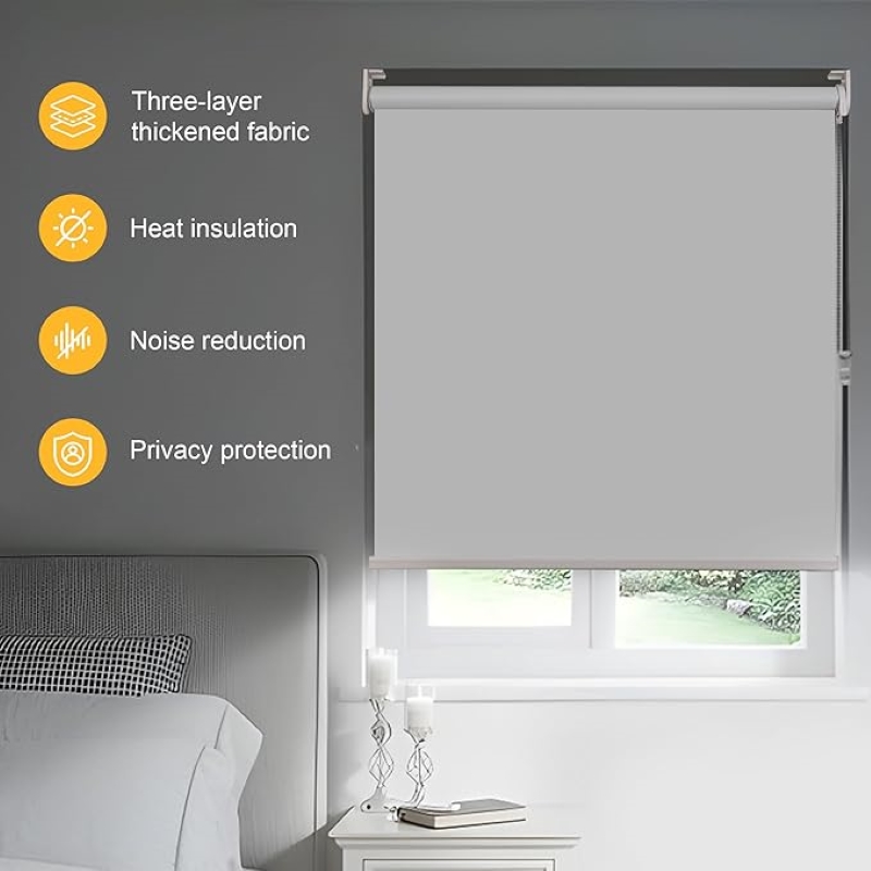 200cm 100% Blackout Roller Blinds 60/70/80/90/100/110/120/130/140/150/160/180*200cm Shades ...