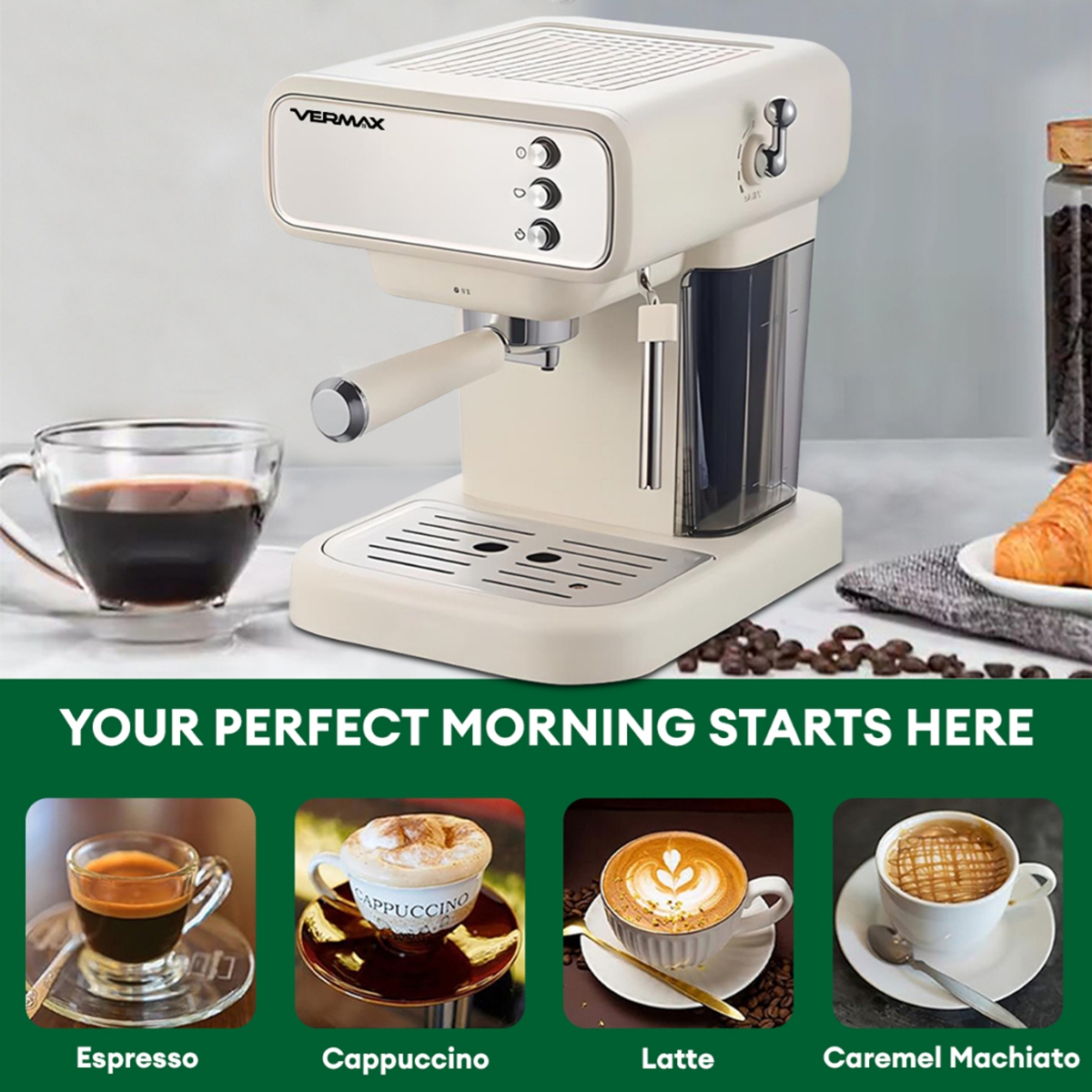 Vermax Coffee Maker 20Bar Espresso Coffee Machine Semi Automatic Coffee ...
