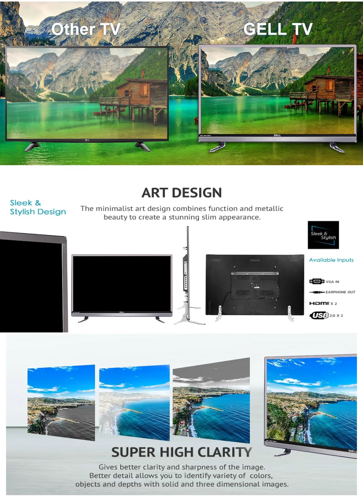 GELL 50 Inch 50 Inch Android Smart TV With Netflix Youtube Screen ...