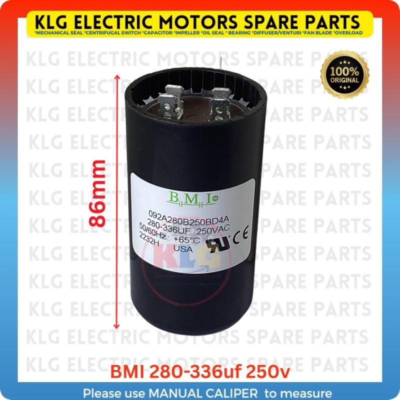BMI start cap 280-336UF 250V | klg water pump parts | Shopee Philippines