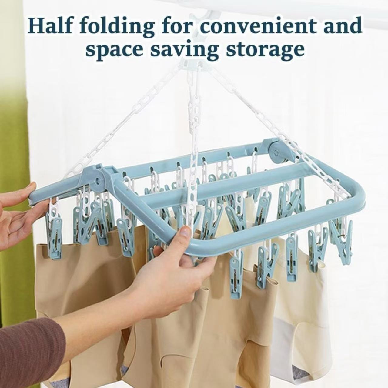 32pcs Clip Foldable Hanger Portable plastic hanger Hangers 360-degree ...