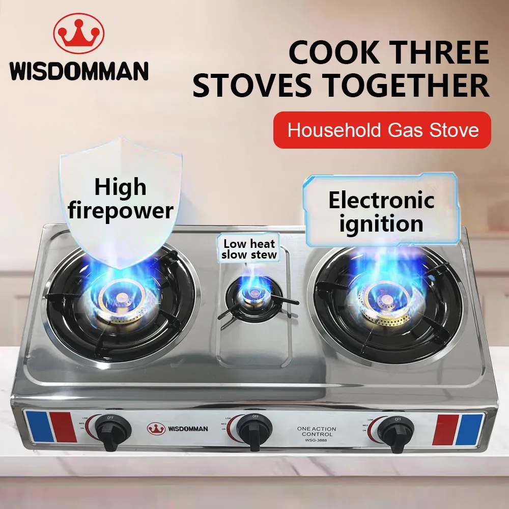 WISDOMMAN family gas stove double burner Space-Efficient Gas Stove 3 ...