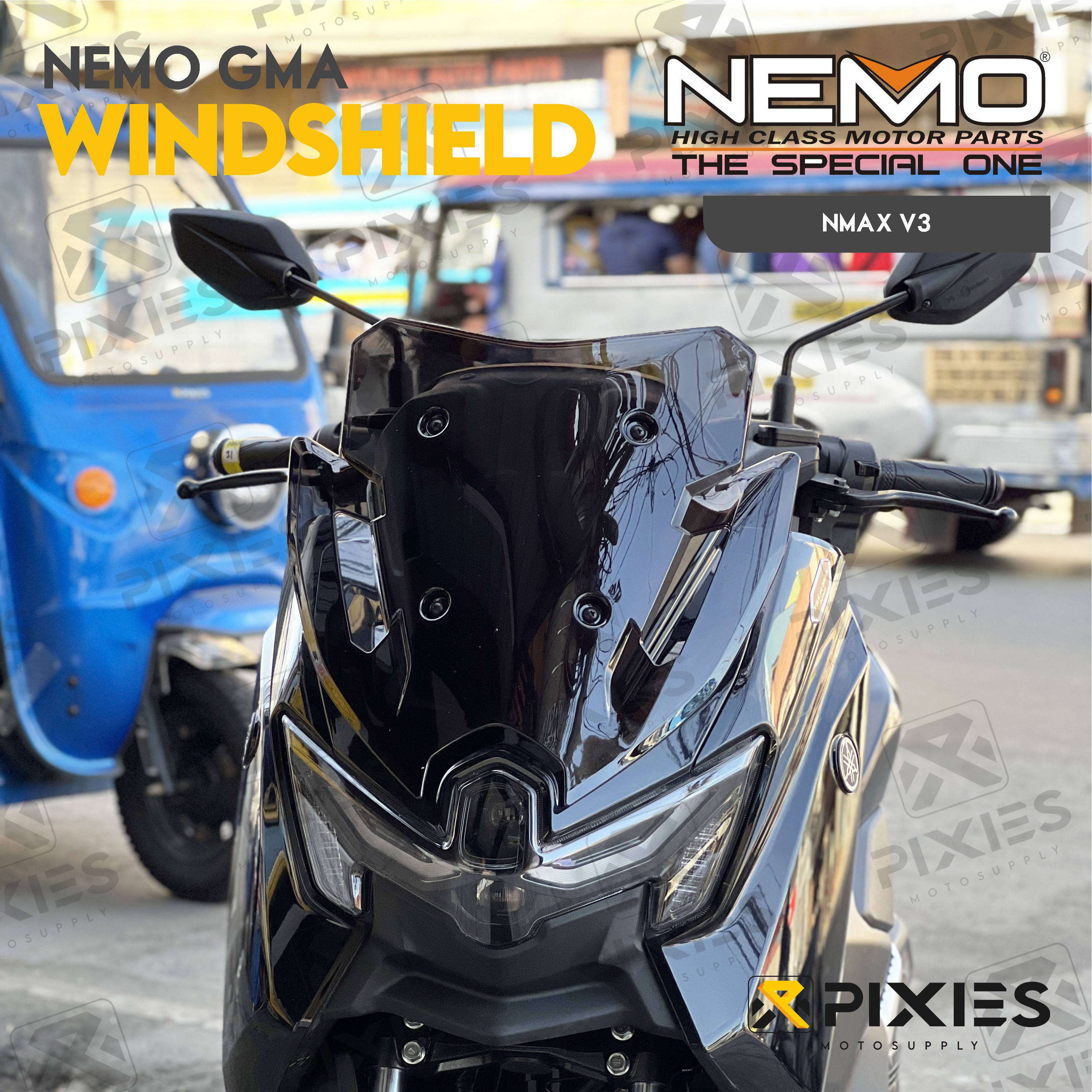 NEMO CLEAR WINDSHIELD SMOKED WINDSHIELD BLACK VISOR FOR YAMAHA NMAX V3 ...
