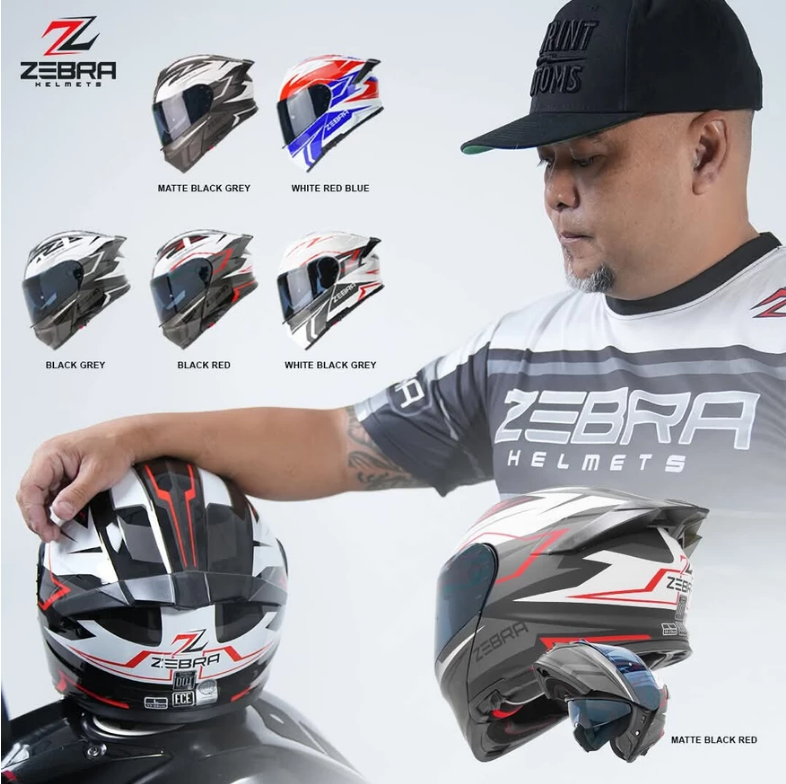 ZEBRA A113 RITZY Helmet Full Face Modular Dual Visor Helmet for ...