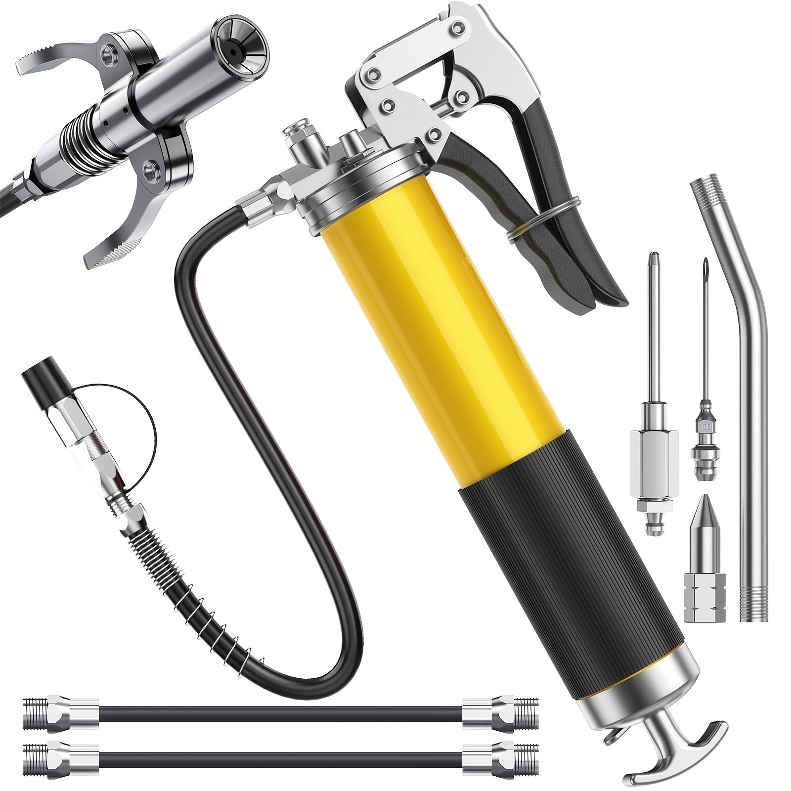 Grease Gun 7000psi 400cc with 4Tubes Nozzle&Locking Grease Coupler ...