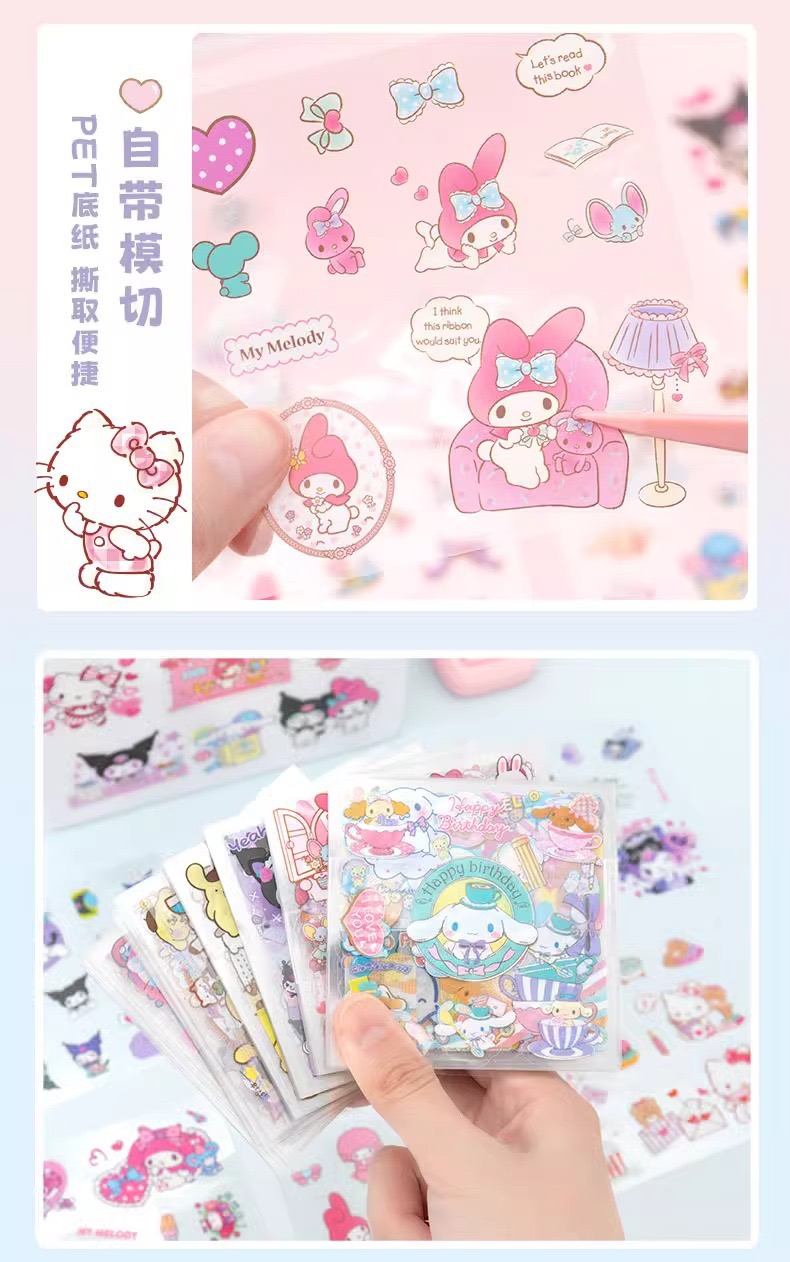 100Pcs Sanrio Kuromi Sticker Sheets | Cute Student Notebook Journal ...