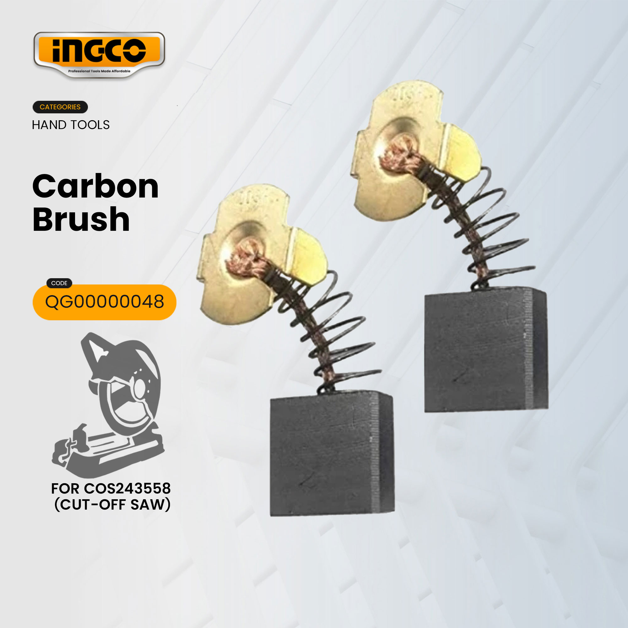 Ingco Cut-Off Saw Machine Carbon Brush Set Replacement SPARE PARTS ...
