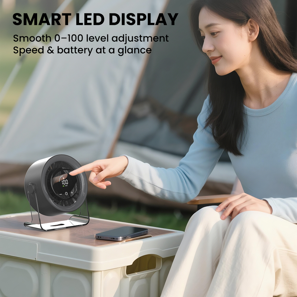 Orashare DF07 High Speed Turbo Desk Fan 3000mAh Rechargeable 100 Speed ...