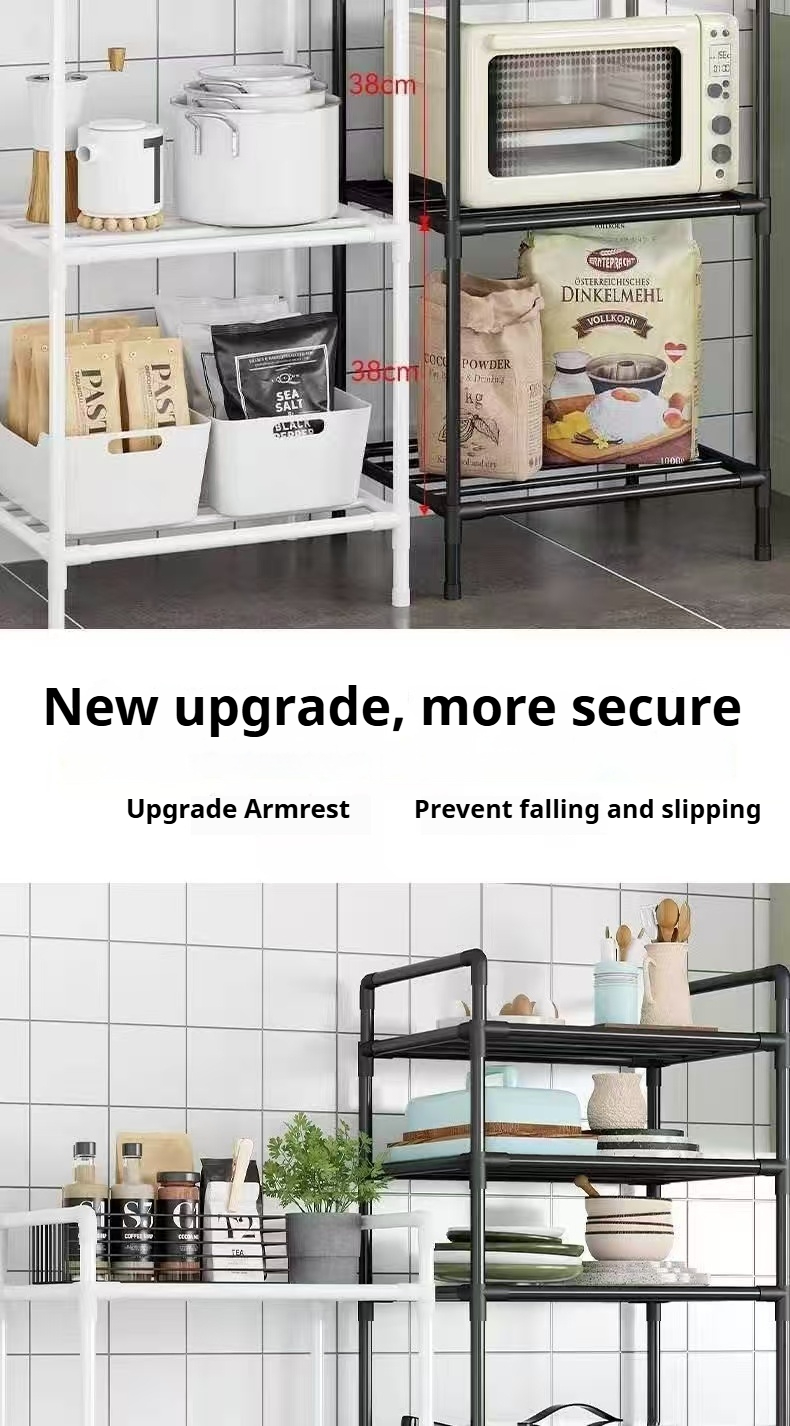 Black/White Kitchen Rack Organizer Microwave Shelf Multi-Layer Kitchen ...