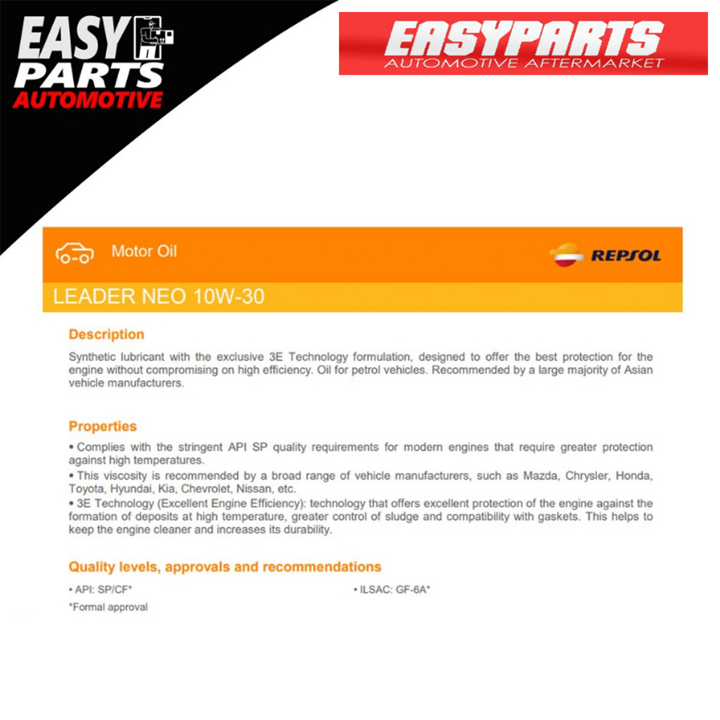 Repsol Neo API SP 10W-30 100% Fully Synthetic 1L | Shopee Philippines