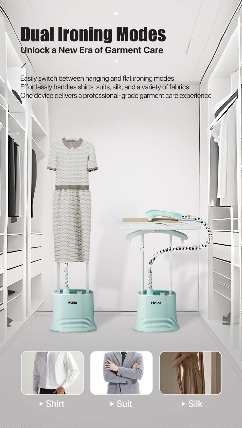 Haier Steamer Iron For Clothes 2-in-1 Vertical Double Rod Garment ...