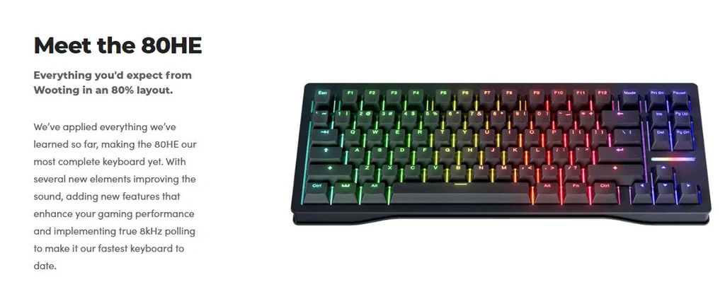 Wooting 80HE PCR Plastic 8k Hz Polling Rate Rapid Trigger Rappy Snappy ...