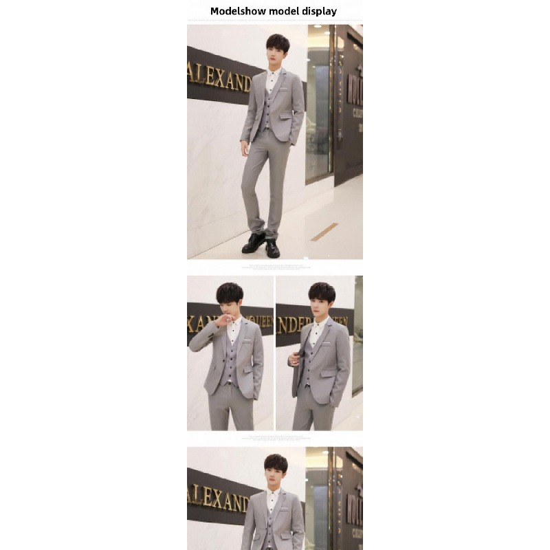 ADO (Local Delive)Suit Men's Three-Piece Suit Men's Full Set of Coat ...