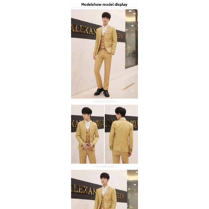 ADO (Local Delive)Suit Men's Three-Piece Suit Men's Full Set of Coat ...