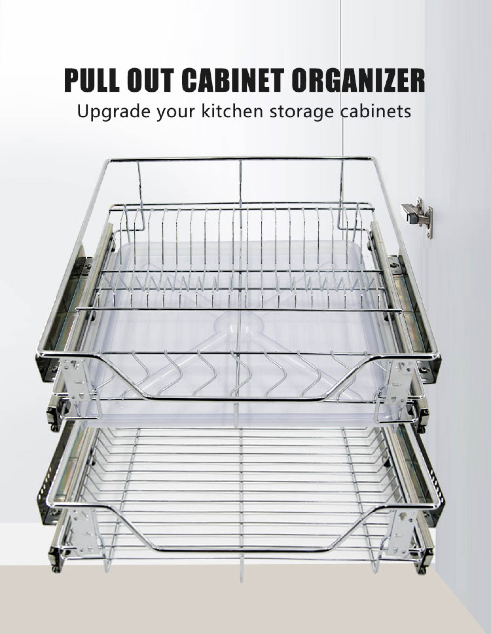 pull out kitchen basket 2 in 1 Organizer 304 stainless Steel (2pcs ...