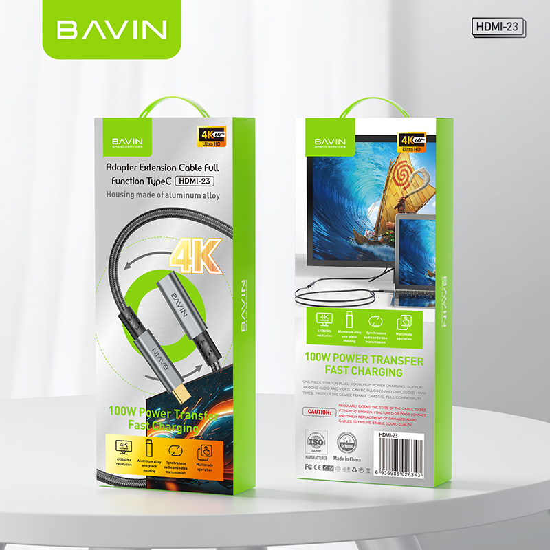 BAVIN HD23 4K 60Hz Ultra HD Resolution HDMI to Type-C Extension Cable w ...