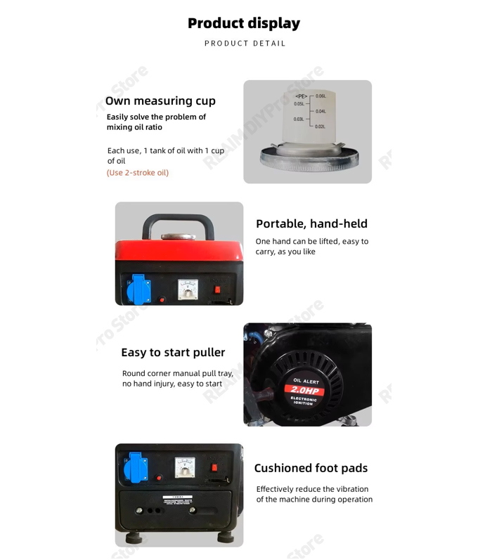 REAIM Generator Portable Gasoline 4000W Mini Generator For Home Power ...