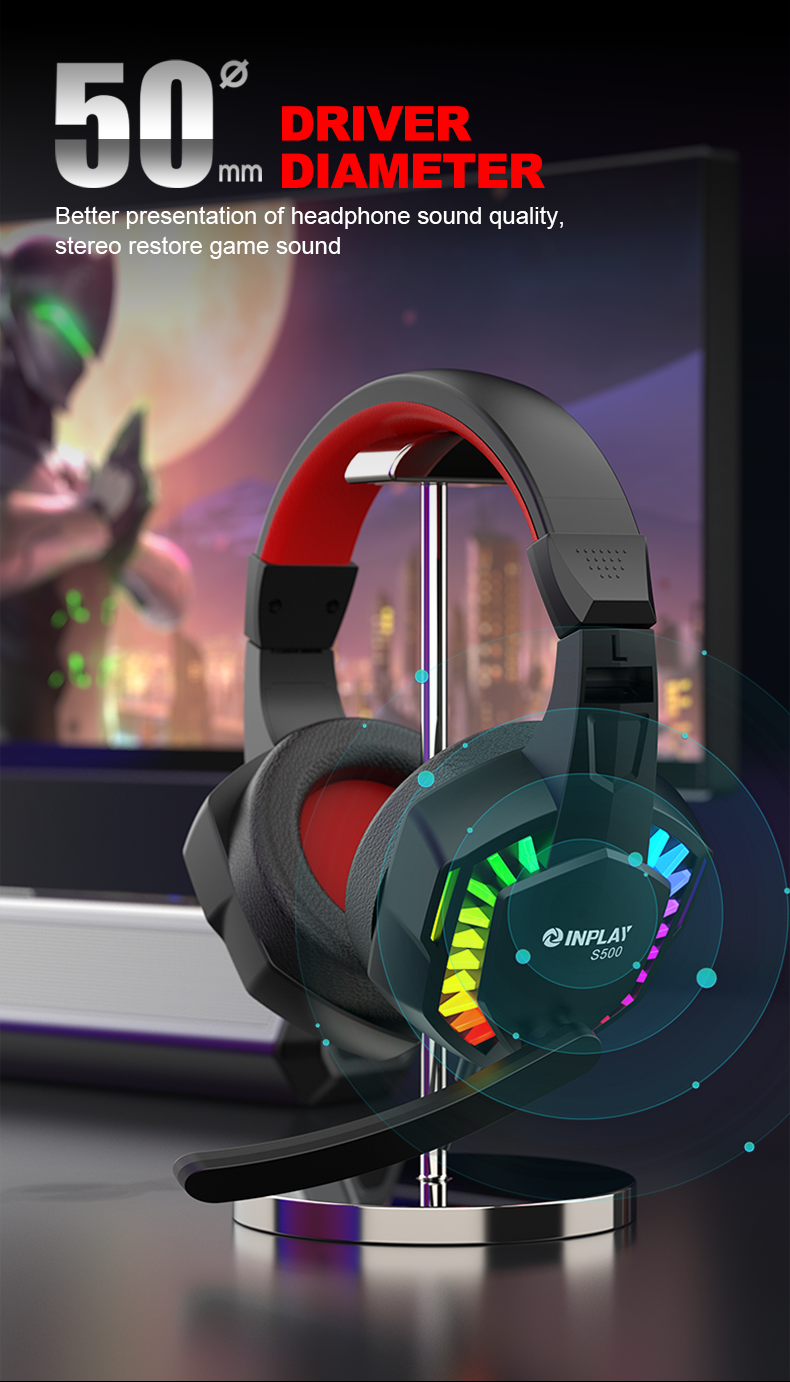 Inplay S500 Wired RGB Gaming Headset With Mic Surround Sound Over Ear ...