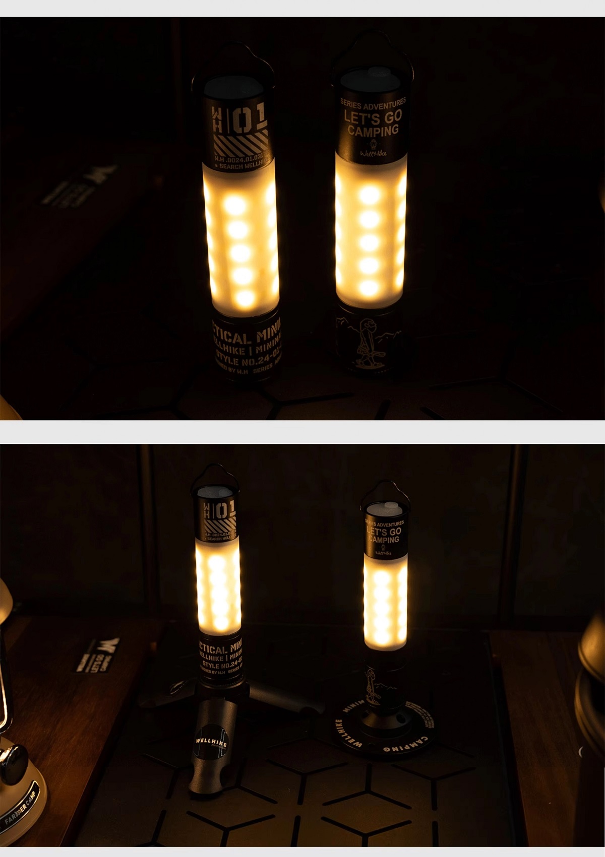 WellHike Candlelight Camping Lamp Light Lantern LED Shade Rechargeable ...